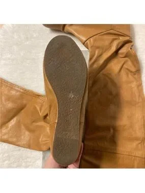 Shoes | Leather Over The Knee Boots Tan Size 85 Fold Over | Poshmark